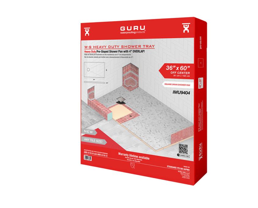 Square Presloped Shower Pan - GURU USA