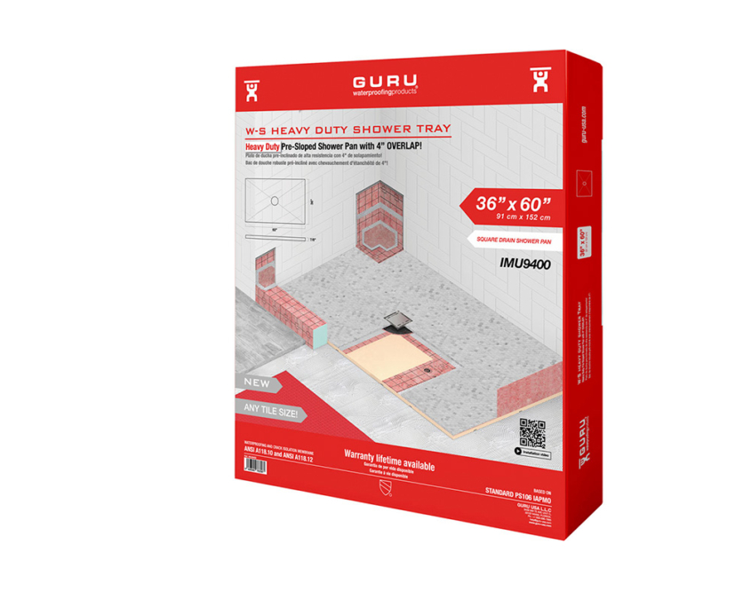 Square Presloped Shower Pan - GURU USA