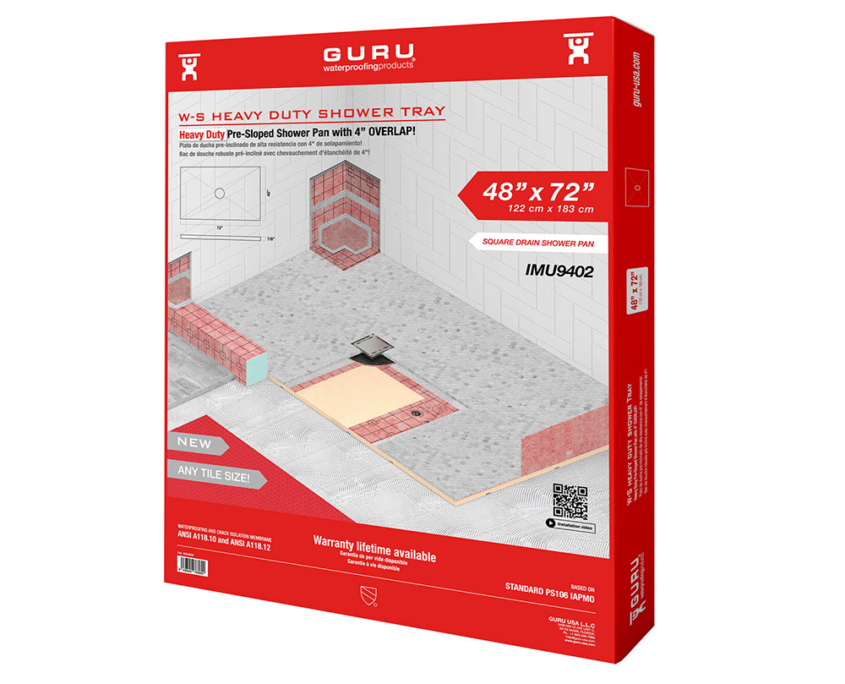 Square Presloped Shower Pan - GURU USA